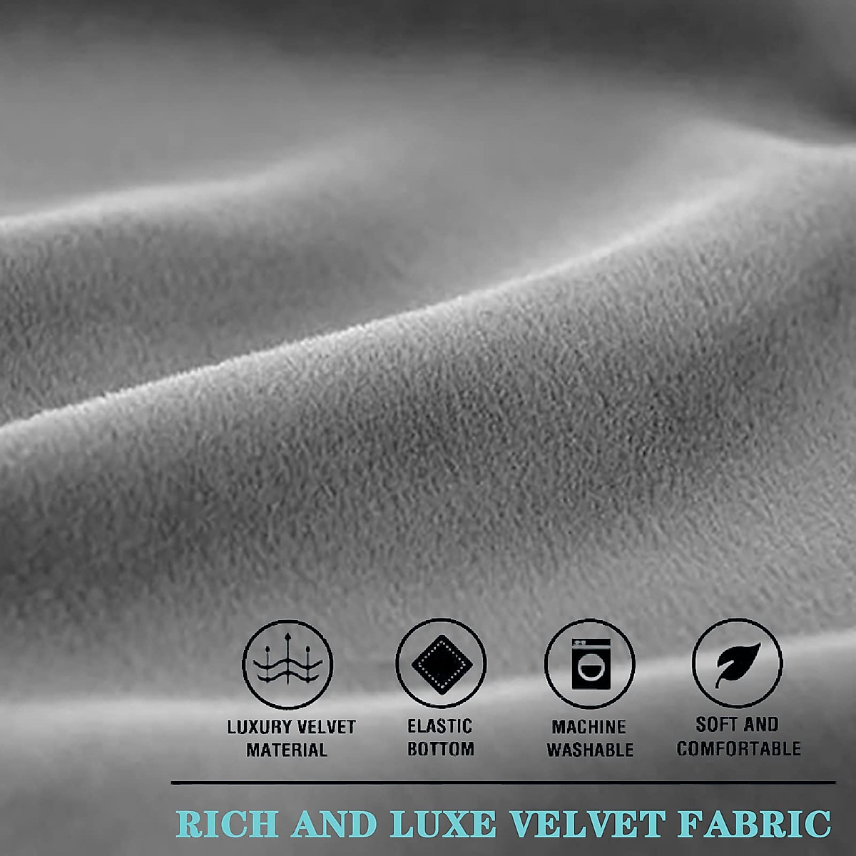 GUYIRT Velvet Couch Cushion Covers Stretch Individual Cushion Covers Non Slip Furniture Protector Washable Sofa Seat Cushion Covers Replacement Sofa Slipcover -Blue-4 Seater