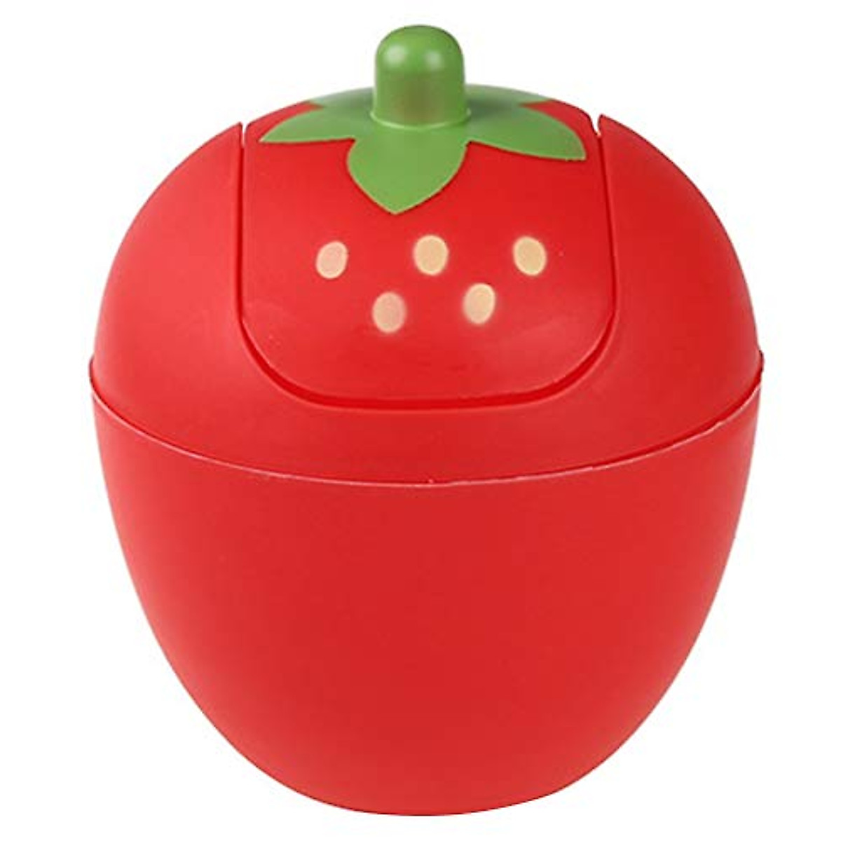 Toddmomy Mini Desktop Trash Can Strawberry Swing Lid Trash Bin Plastic Small Waste Bin Garbage Bin for Home Office Car (Red)