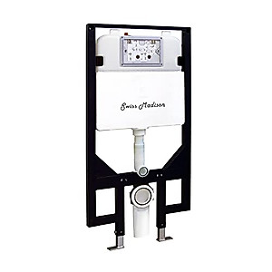 Swiss Madison Well Made Forever SM-WC424 Toilet Tank Carrier, For 2 x 4 Residential Studs, White & White SM-WC002W Wall Mount Dual Flush Actuator Plate with Square Push Buttons
