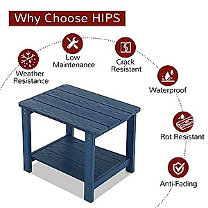 Stoog 22.8" Oversized Outdoor Side Table, All-Weather Adirondack Side Table, Low Maintenance, for Backyard, Garden, Pool, Lawn, Porch, Blue