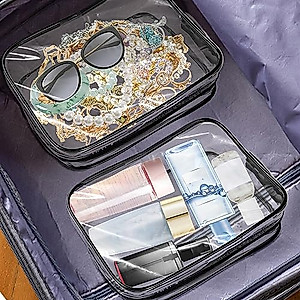 Liatinbo 3Pcs toiletry bag for traveling women,Makeup Bag with Zipper, TSA Approved Toiletry Bag,travel size toiletries essentials (Clear black)