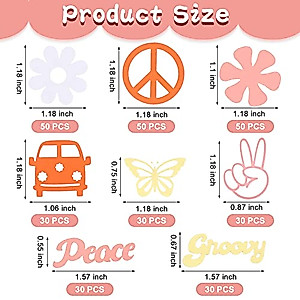 300 Pieces Two Groovy Confetti Boho Groovy Party Decorations Retro Hippie Confetti Peace Daisy Flower Butterfly Paper Sign Table Confetti for Baby Shower Birthday Hippie Groovy Party Decorations