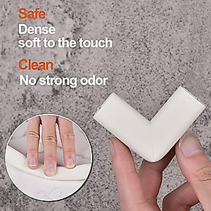 Baby Proofing Edge and Corner Guards, Safety Furniture Bumper with 3M Double-Sided Tape, Child Corner Protector for Fireplace, Table, Stair, Cabinet(Beige White)