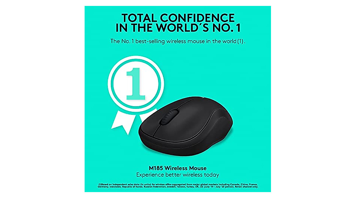 Logitech M185 Wireless Mouse - Compact, Ambidextrous, Long Battery Life