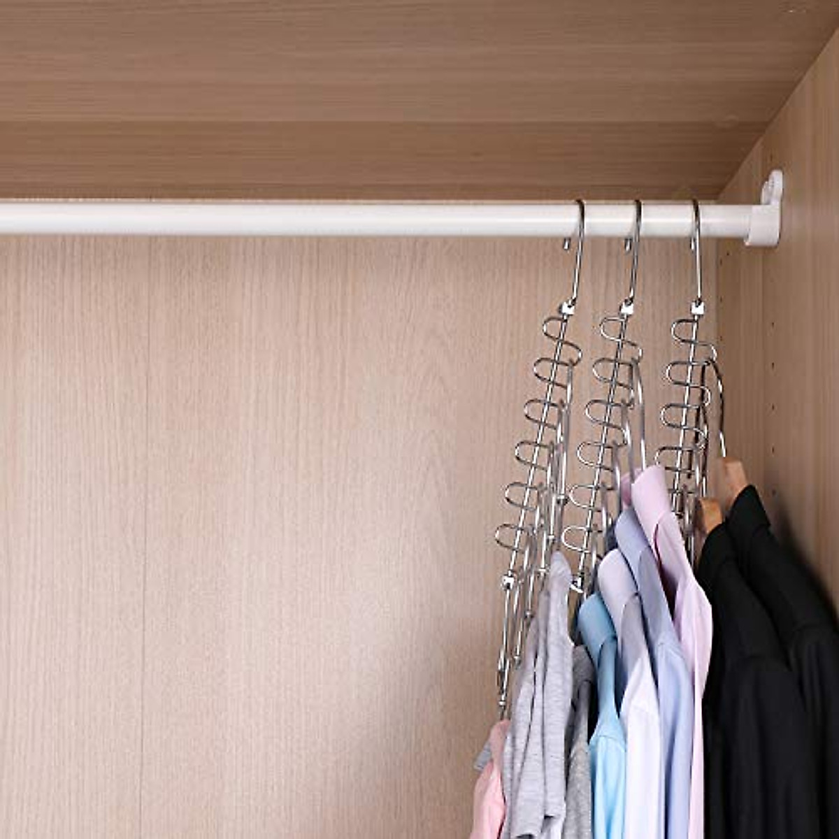 Bloberey Space Saving Hangers 6x2 Slots Metal Magic Cascading Hanger Closet Organizer Hanging Closet Wardrobe Closet System(4 Pack)