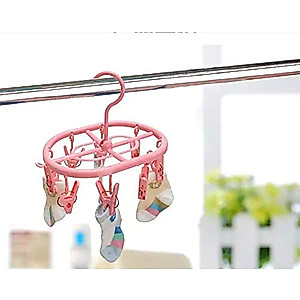 NL Foldable Clothes Drying Rack, Plastic Clothes Hanger, Drying Clip Hanger, Hangers with 8 Clips/Hooks, Fordable Laundry Drying Rack by Lake Tian, Three Colors (Blue)