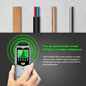 MOCITA Stud Finder Wall Scanner - 5 in 1 Electronic Beam Finder Stud Sensor Wall Center Detector with LCD Display Audio Alarm for Stud Wood Metal AC Wire Joist Detection