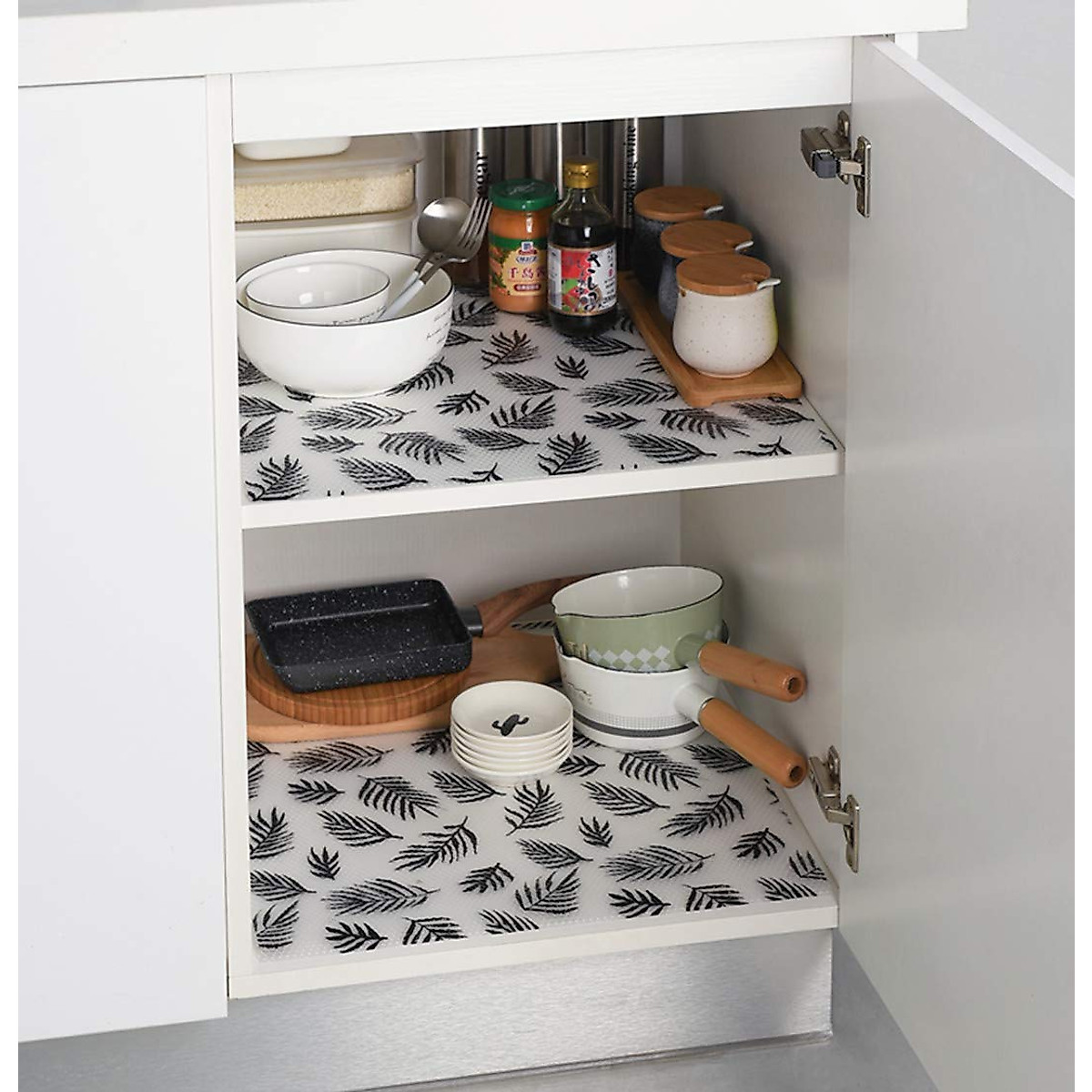 Jacriah Shelf Liner for Kitchen Cabinets Non-Adhesive Leaf Drawer Liner Non-Slip Refrigerator Liner Waterproof Fridge Pad Cupboard Mat Easy Placemats, Ideal for Wire Pantry Bathroom, 17.7"× 47.2"