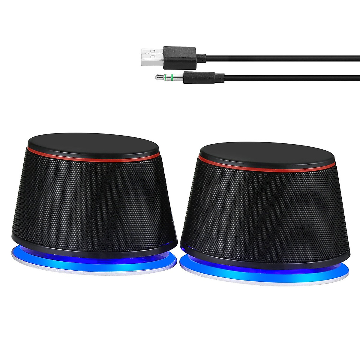 Sanyun SW102 Computer Speakers, 5Wx2, Deep Bass in Small Body, Stereo 2.0 USB Powered 3.5mm Aux Multimedia Speakers, Built-in Bottom Bass Radiators, PC Laptop Desktop Speakers, Black