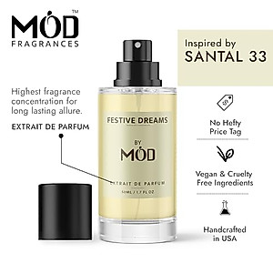 Festive Dreams Perfume For Women and Men - Inspired By SANTAL 33 Designer Perfume Dupe Long Lasting Woody Fragrance Extrait De Parfum 50ml