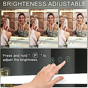 Sucedey Vanity Mirror with Lights, 23" x 18" Makeup Mirror, Hollywood Mirror with 3 Color Modes & Adjustable Brightness, Detachable 10x Magnification and USB Charging Design (White)