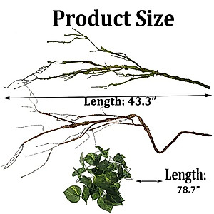 PINVNBY Reptile Vines Plants Bendable Jungle Climbing Vine Terrarium Plastic Plant Leaves Pet Habitat Decor for Bearded Dragons Lizards Geckos Snakes Hermit Crab Frogs and More Reptiles