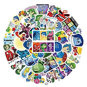 62Pcs Inside Out Stickers Pack,Cartoon Cute Aesthetic Graffiti Vinyl Waterproof Sticker Decals for Water Bottle,Laptop,Phone,Skateboard,Scrapbooking Gifts for Kids Teens Adults for Party Supply Decor