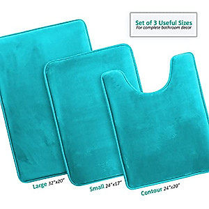 Clara Clark Bathroom Set – Bathroom Sets with Shower Curtain and Rugs, Soft Bathroom Rugs Non Slip, 23PC Teal Bathroom Accessories Set Complete with Bath Rugs, Shower Curtain Set with Liner and Hooks