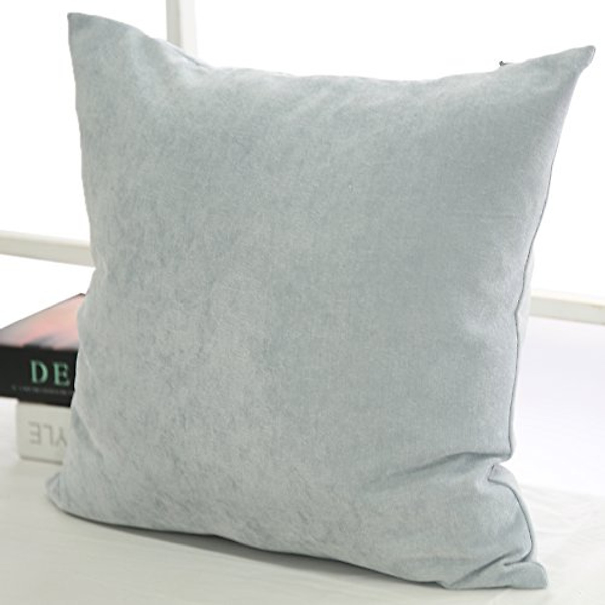 Deconovo Throw Decorative Hand Made Corduroy Pillow Case Cushion Cover with Invisible Zipper, 18x18 Inch, Silver Gray