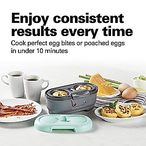 Hamilton Beach Electric Egg Bites Cooker & Poacher with Removable Nonstick Tray Makes 2 in Under 10 Minutes, Teal (25506)