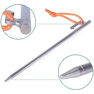 iBasingo 6 pcs Titanium Alloy Tent Pegs Outdoor Camping Awning Tent Stakes Lightweight Tent Nail Ti4012P-20CM