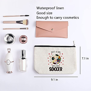 kdxpbpz Soccer Gifts Soccer Cosmetic Bag, Soccer Coach Gifts, Soccer Team Gifts for Lovers Players Fans Birthday Gifts for Women Friend Sister BFF Bestie Her