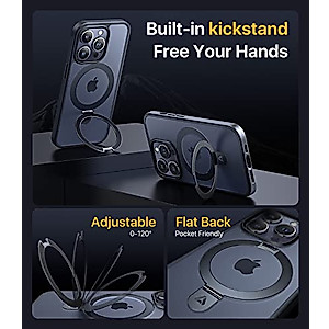 andobil Designed for iPhone 14 Pro Max Case - Magsafe Compatible - with Invisible Stand - Military Drop Protection Kickstand Slim Thin Phone Case for iPhone 14 Pro Max 6.7 Inch for Men Women - Black