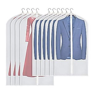 Univivi Hanging Garment Bags10Pack Clear Dress Bags Clothes Bag Covers for Coat Gown Suit