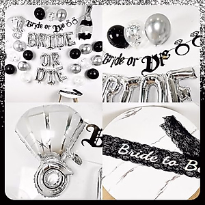 Bride or Die Bachelorette Party Decorations - Silver and Black Bride or Die Balloons,Banner and Bride To Be Sash for Engagement Wedding Bachelorette Party Supplies