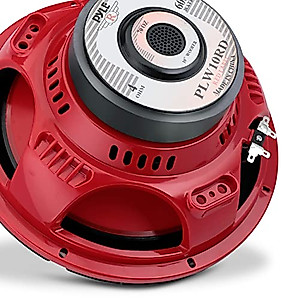 Pyle Car Vehicle Subwoofer Audio Speaker - 10 Inch Red Electro-Plated Cone, Red Plastic Basket, 1.5” Kapton Voice Coil, 4 Ohm Impedance, 600 Watt Power, for Vehicle Stereo Sound System - Pyle PLW10RD