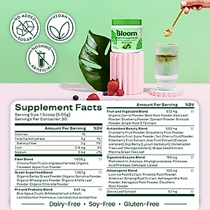 Bloom Nutrition Super Greens Powder Smoothie & Juice Mix - Probiotics for Digestive Health & Bloating Relief for Women, Digestive Enzymes with Superfood Spirulina & Chlorella for Gut Health (Original)