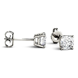 Forever One 4.5mm Cushion Moissanite Stud Earrings 1.00cttw DEW (G-H-I) by Charles & Colvard