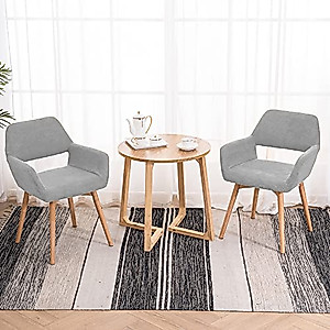 Aaron Living Dining Chairs Set of 2 Fabric Modern Dining Room Chairs Living Room Chairs with Solid Wood Leg (Gray, Set of 2)