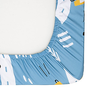 Cloele Fitted Crib Sheet - Baby Nursery Sheet 100% Polyester 1 Pack Cozy Bed Sheet for Standard Crib and Toddler Mattresses - Blue Car Nursery Bed Sheet Infant Baby Toddler Sheet for Baby