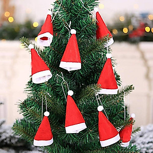 Lincang 10pcs Christmas Santa Hats Silverware Holders Mini Santa Hat Cup Bottles Cover Tableware Storage Bag for Party Table Dinner Decorations