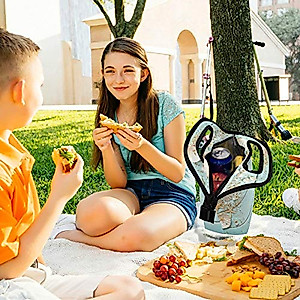 Naanle Ocean Beach Theme Insulated Zipper Lunch Bag Cooler Tote Bag for Adult Teen Men Women, Ocean Starfish Lunch Boxes Lunchboxes Meal Prep Handbag