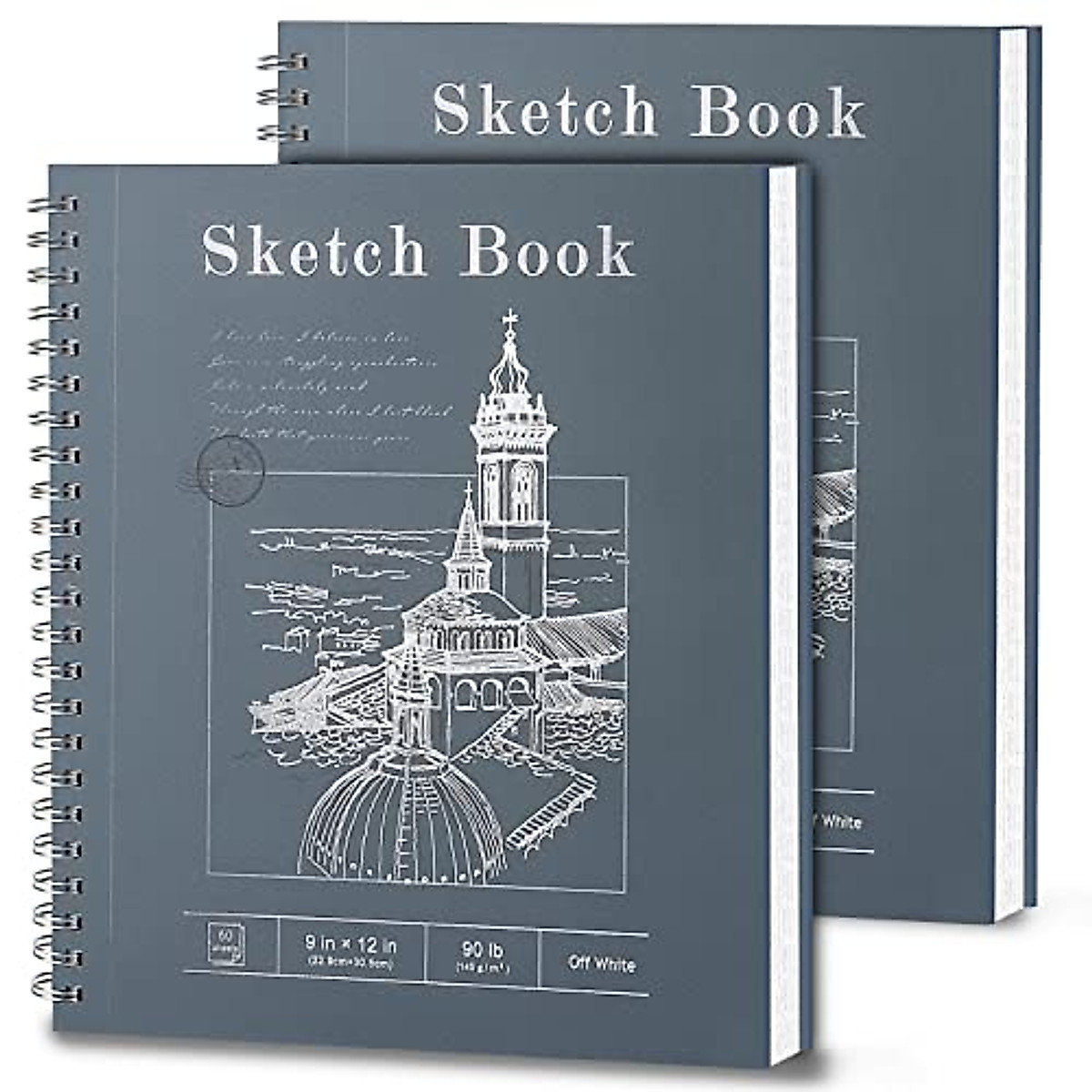 SuFly Hardcover 9x12 Sketchbook, Artist Sketch Pads for Drawing Pack of 2, 120 Sheets 90lb/140GSM Thick Sketch Book for Drawings, Suitable for Kids, Teens & Adults, White