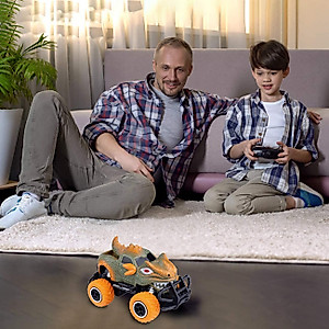 HahaGift Toys For 5 4 6 3 Year Old Boys Gifts,Remote Control Cars for Boys Dinosaur Party Favor Gifts Birthday Gifts for 3-5 Year old Boys Toys Age 2-6,Dinosaur Toys for Boys Gifts Age 3 4 6 5(Orange)
