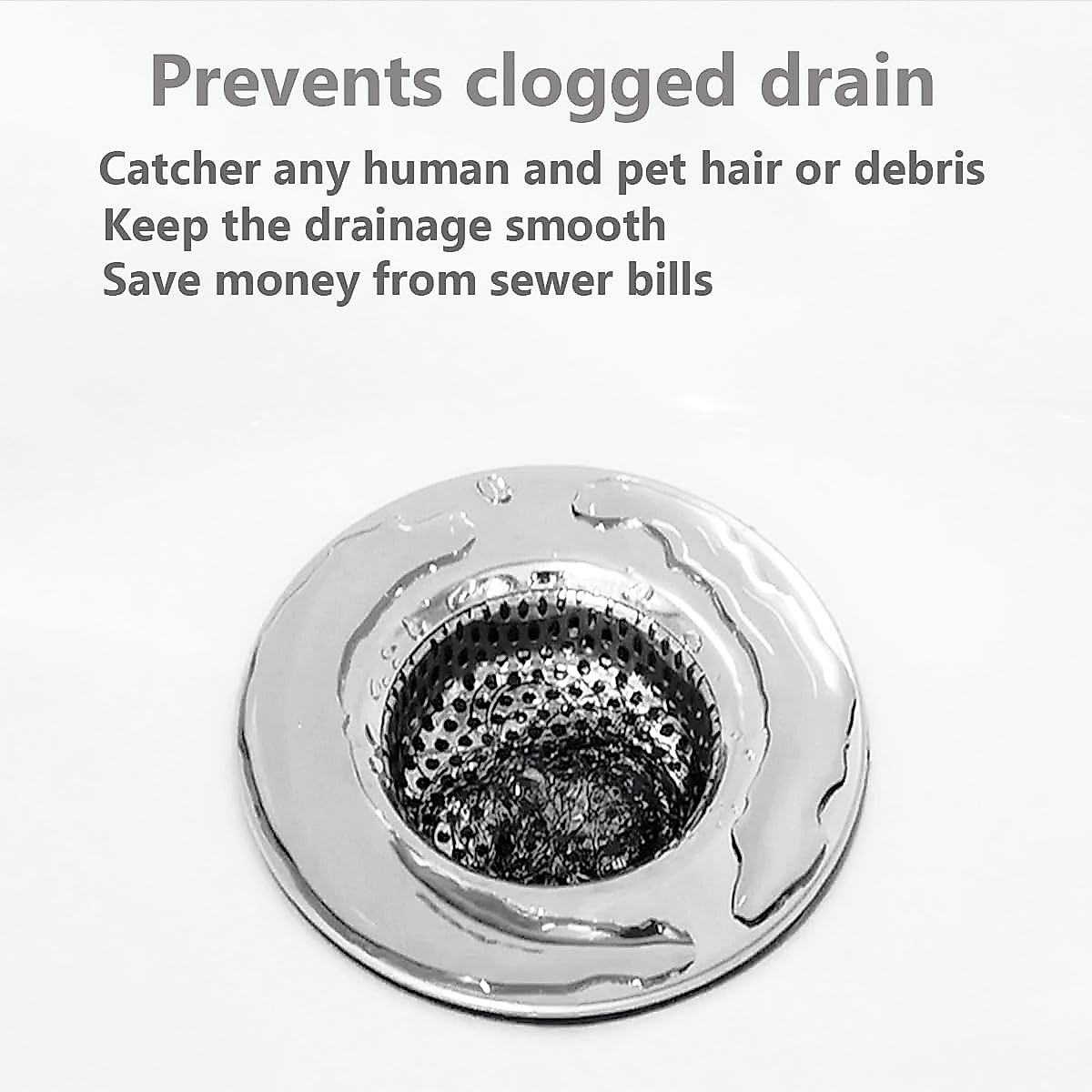 Huntonry Small Bathroom Sink Strainer, Small Drain Hair Catcher for Shower Bath Tub Laundry Sink, Stainless Steel Drain Basket, 2.90" Top / 1.50" Basket and 2.12" Top / 1.15" Basket, 2-Pack