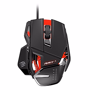 Mad Catz RAT4 Wired Optical USB LED RGB Mouse with 9 Programmable Buttons, Adjustable - Black