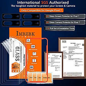 IMBZBK [4+4 Pack] for Google Pixel 7 Screen Protector 4 Pack 9H Tempered Glass 4 Pack HD Camera Lens Protector Cover Accessories Protection Case Friendly Mounting Frame Support fingerprint Rreader