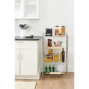 Rubbermaid 4-Tier Heavy Duty Wire Shelf, Satin Nickel, Easy Assemble with Hardware Included, for Food/Laundry/Closet Home Storage Use