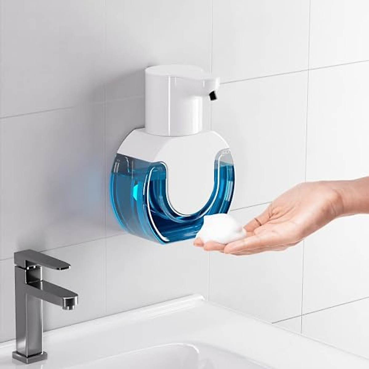 Automatic Foaming Soap Dispenser by OTLS, 4 Level Adjustable Foaming Hand Soap Dispenser, 420ml Automatic Soap Dispenser Touchless, USB-C Port, 2 Hooks for Wall Mount