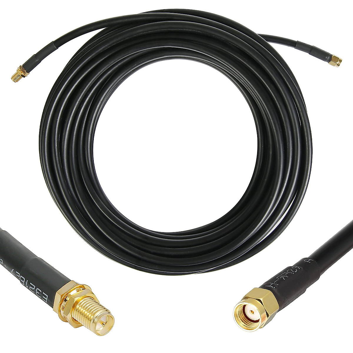 WIZACE 36 ft RP-SMA Male to RP-SMA Female S-MR240 Extension Cable (50 Ohm), Pure Copper Low-Loss Coax Jumper for WiFi Router Wireless Network Card Security IP Camera Hotspot Miner to Antenna