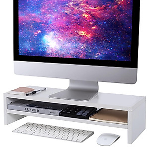 BEYGORM Monitor Stand Riser, 2 Tiers Screen Stand for Laptop Computer/TV/PC/Printer, Multifunctional Desktop Organizer 21.6L x 7.8" W x 5.2" H (White)