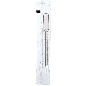 Globe Scientific 137038 LDPE Graduated Transfer Pipet, Large Bulb, Sterile, Individually Wrapped, Cellophane Pack, 145mm Length, 5.0mL Capacity (Case of 400)