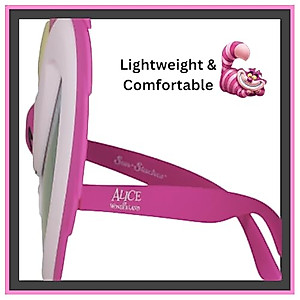 Sun-Staches Alice in Wonderland Official Cheshire Cat Sunglasses, UV400, Costume Accessory Pink Mask, One Size Fits Most