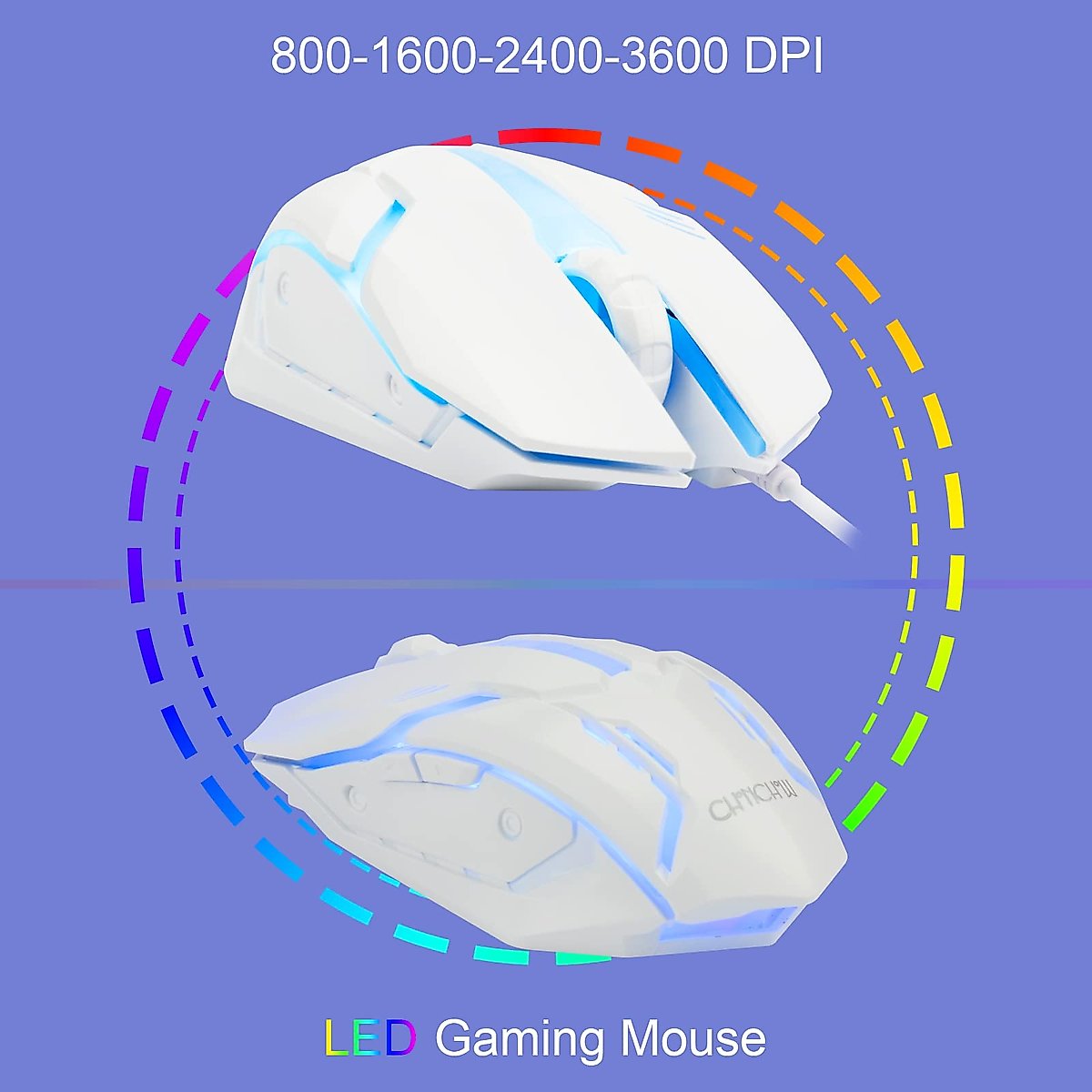Gaming Keyboard 87 Key TKL Wired Keyboard,CHONCHOW Rainbow Led Backlit White Keyboard Mouse 3200DPI Cute Keyboard Combo Compatible with PC Laptop Ps4 Ps5 Xbox Gamer