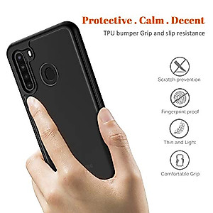 seacosmo Case for Samsung A21, Full Body Shockproof Cover [with Built-in Screen Protector] Slim Fit Bumper Protective Phone Case for Samsung Galaxy A21 - Black/Clear