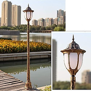 MODEBHD 1.75m European Glass Lantern Outdoor Column Light Tradition Antique Aluminum Waterproof Street Post Light E27 Decoration Garden Floor Lamps Lawn Landscape Bollard Lamp