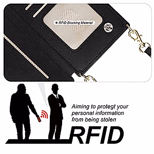 Bocasal Crossbody Wallet Case for iPhone 14 Pro Max with RFID Blocking Card Slot Holder, Magnetic Flip Folio Purse Case, PU Leather Zipper Handbag with Detachable Lanyard Strap 6.7 Inch 5G (Black)