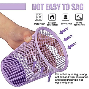 Banshou Pencil Holders,Mesh Pen Holder for Desk,Purple Round Pencil Holder for School,Home,Office and other Office Desk Organizers (Purple 6Pack)