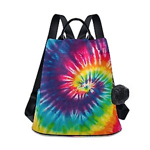 ALAZA Abstract Swirl Design Tie Dye Backpack Purse for Women Anti Theft Fashion Back Pack Shoulder Bag