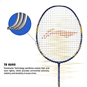 Li-Ning Super Series 900 Carbon Fibre Strung Badminton Racket with Full Racket Cover (Navy/Gold) | For Intermediate Players | 84 grams | Maximum String Tension - 30lbs